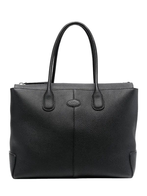 TOD'S Zipped Shopper Tote - Black