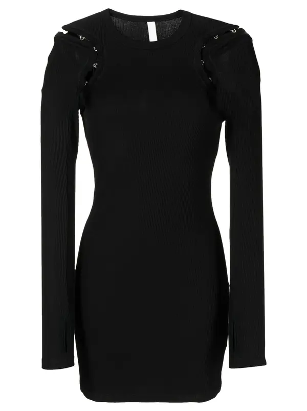 DION LEE Hook And Eye Ribbed Mini Dress - Black