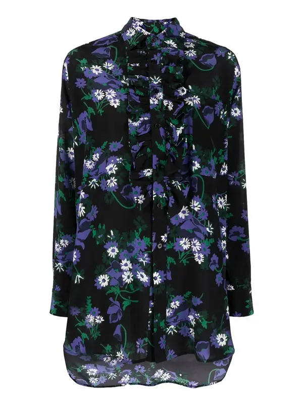 Plan C Floral-print Silk Shirt - Black
