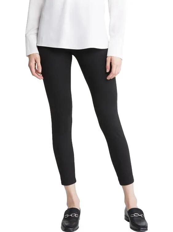 Hue Reversible Ponte Knit Crop Leggings - Black/ Gray