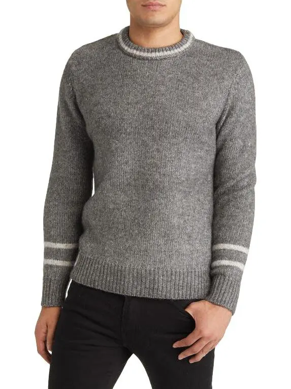 SCHOTT Stripe Trim Crewneck Sweater - Charcoal