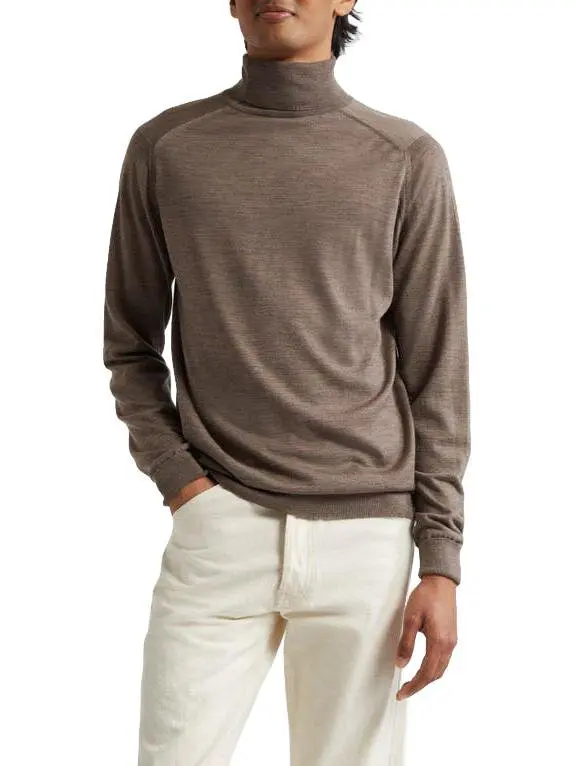 John Smedley Richard Turtleneck Merino Wool Sweater - Mushroom
