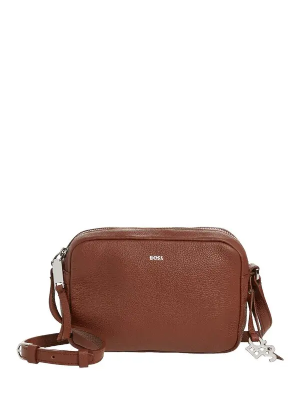 BOSS Leather Crossbody Bag - Open Brn