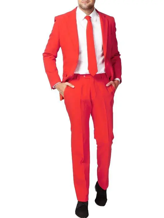 Opposuits Red Devil Slim Fit Two-piece Suit & Tie Set - Medium Red