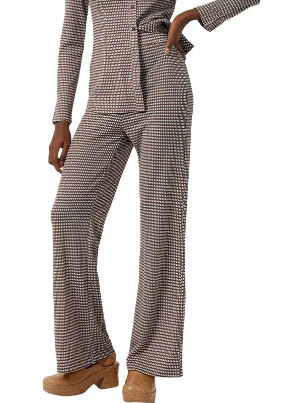 French Connection Venna Geo Print Jersey Trousers - Brown Multi