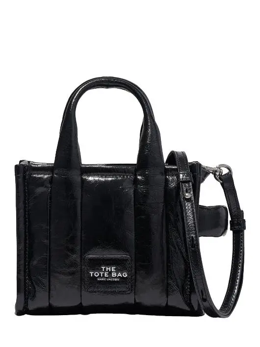 Marc Jacobs Shiny Crinkle Crossbody Tote Bag - Black