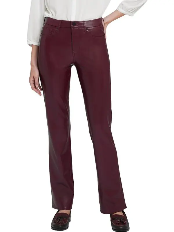 NYDJ Marilyn Straight Leg Faux Leather Pants - Tavern