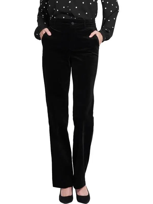 NYDJ Straight Leg Velveteen Trousers - Black