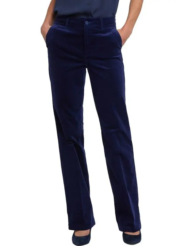 NYDJ Straight Leg Velveteen Trousers - Dark Sapphire