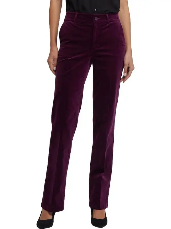 NYDJ Straight Leg Velveteen Trousers - Plum
