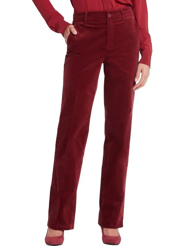 NYDJ Straight Leg Velveteen Trousers - Wild Currant