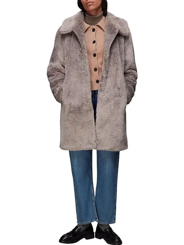 Whistles Imogen Faux Fur Coat - Gray/multi