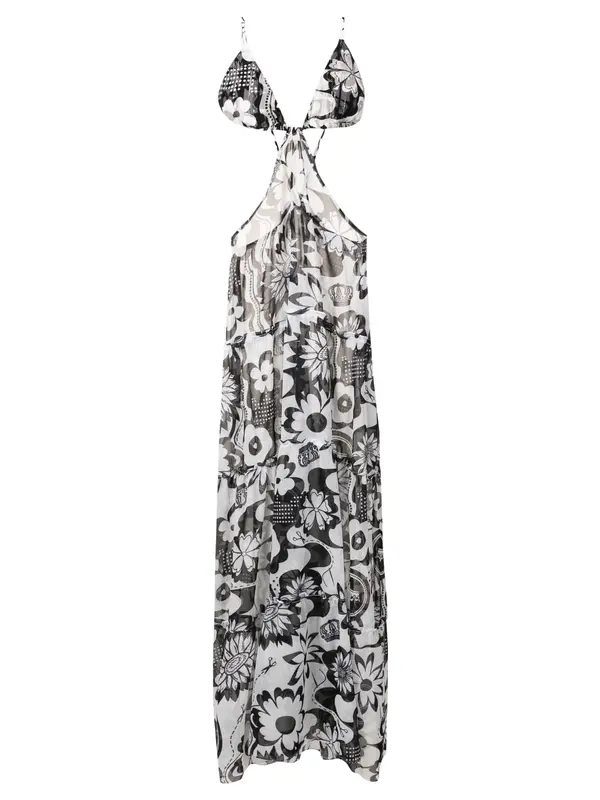 AMIR SLAMA Floral-print Maxi Dress - White