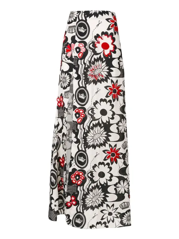 AMIR SLAMA Floral-print Wide-leg Trousers - White