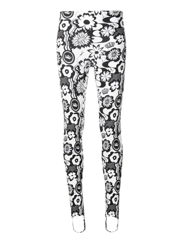 AMIR SLAMA Floral-print High-waisted Leggings - Black
