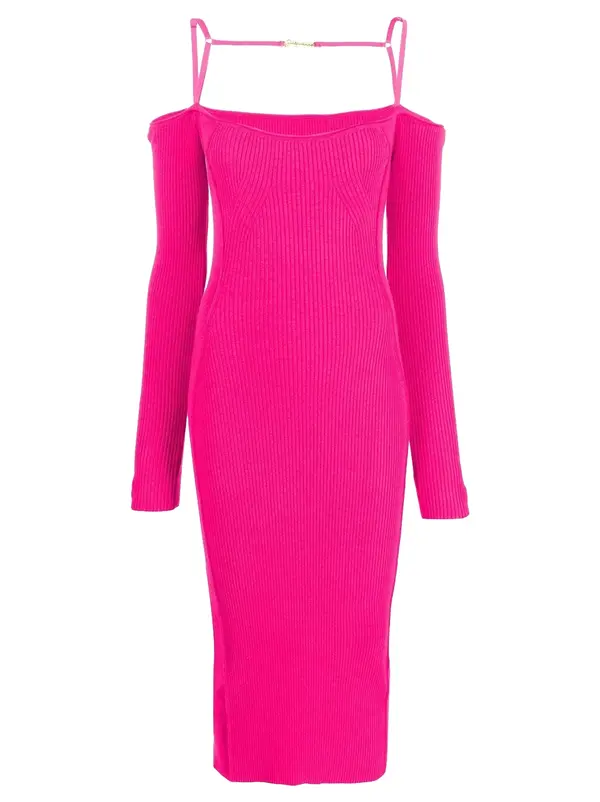 Jacquemus La Robe Sierra Ribbed Midi Dress - Pink