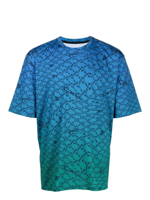 Off-White Monogram-print Faded T-shirt - Blue