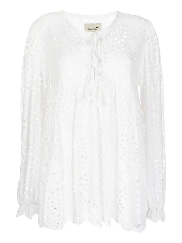 BAMBAH Crochet Flared Blouse - White