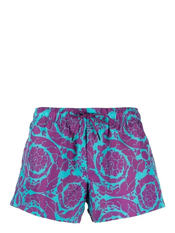 Versace Barocco-print Swimming Shorts - Purple