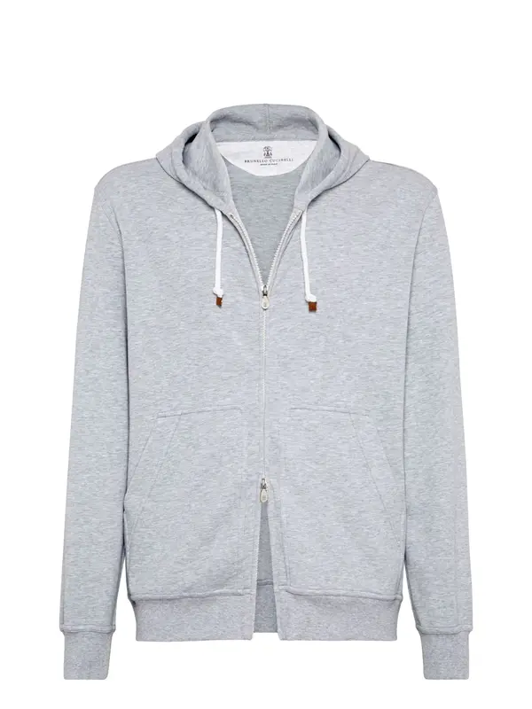 Brunello Cucinelli Zipped Cotton-blend Hoodie - Grey