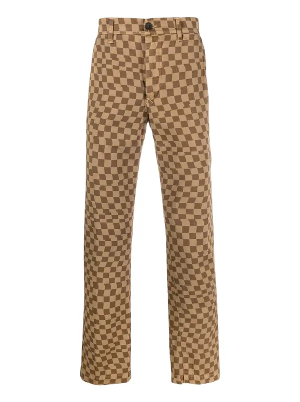Incotex Check-print Straight-leg Jeans - Brown