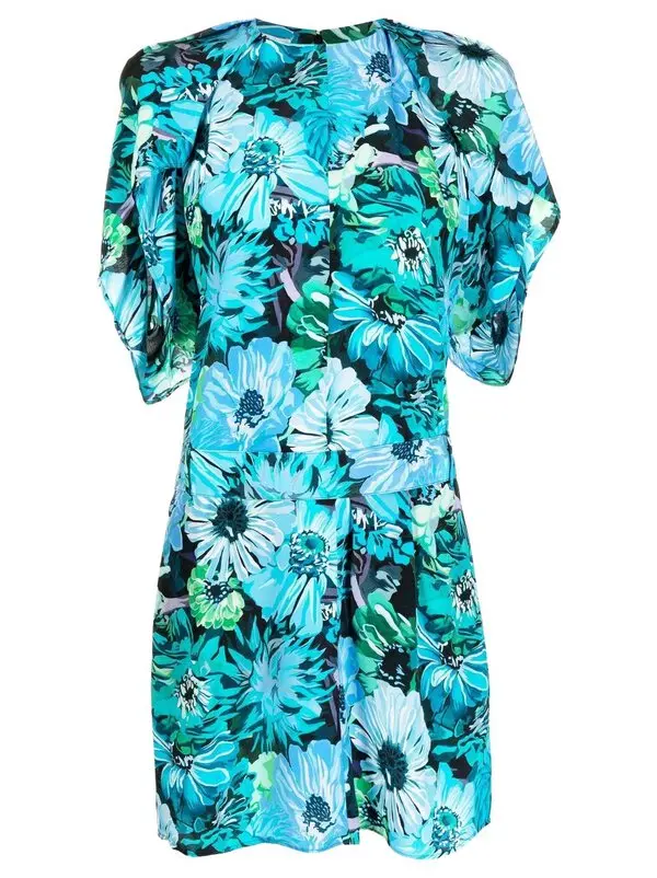 Stella McCartney Floral-print Silk Mini Dress - Blue