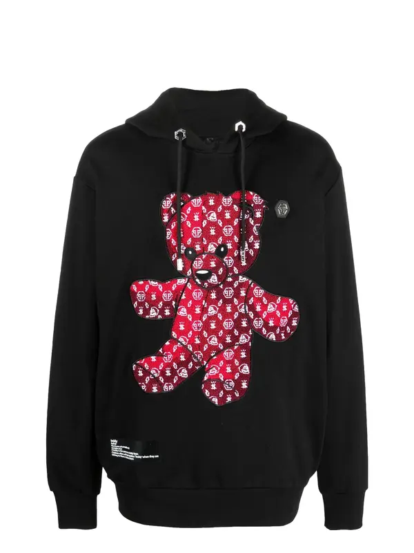 Philipp Plein Teddy Bear Long-sleeve Hoodie - Black