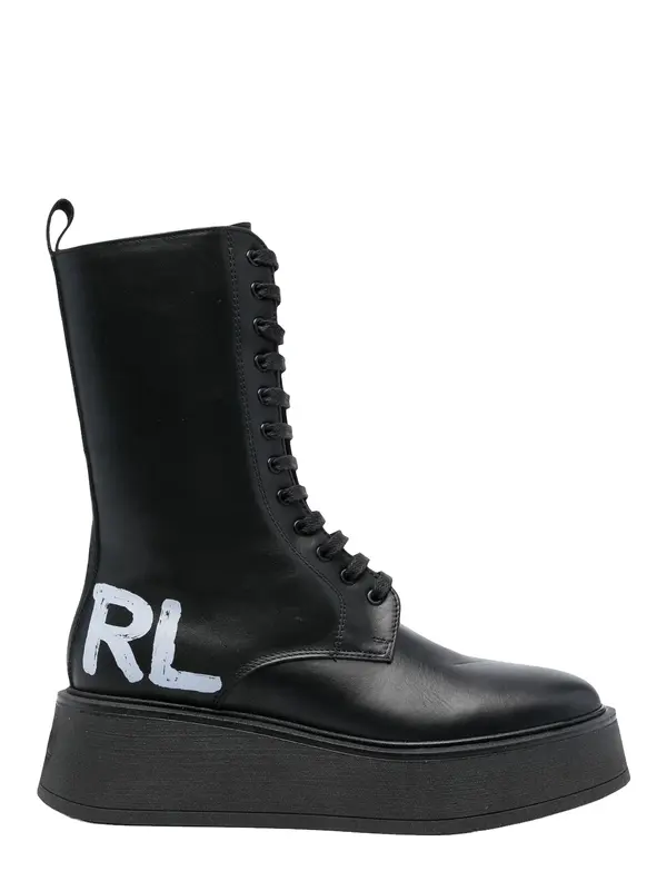 Karl Lagerfeld Logo-print Combat Boots - Black