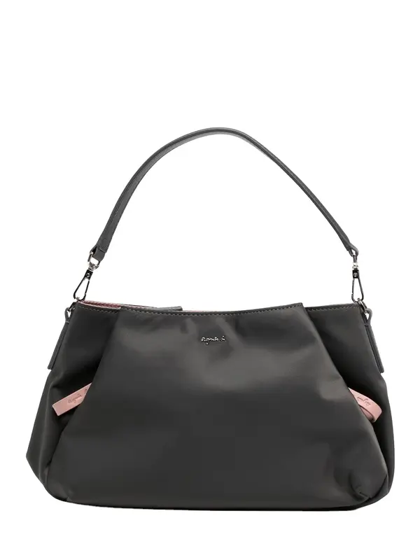 AGNES B. Logo-plaque Satin Shoulder Bag - Grey
