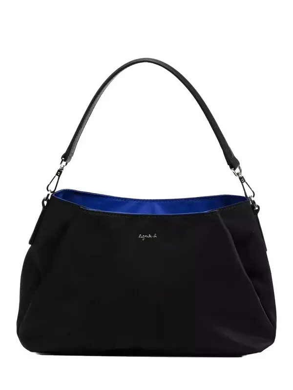 AGNÈS B. Logo-plaque Satin Shoulder Bag - Black