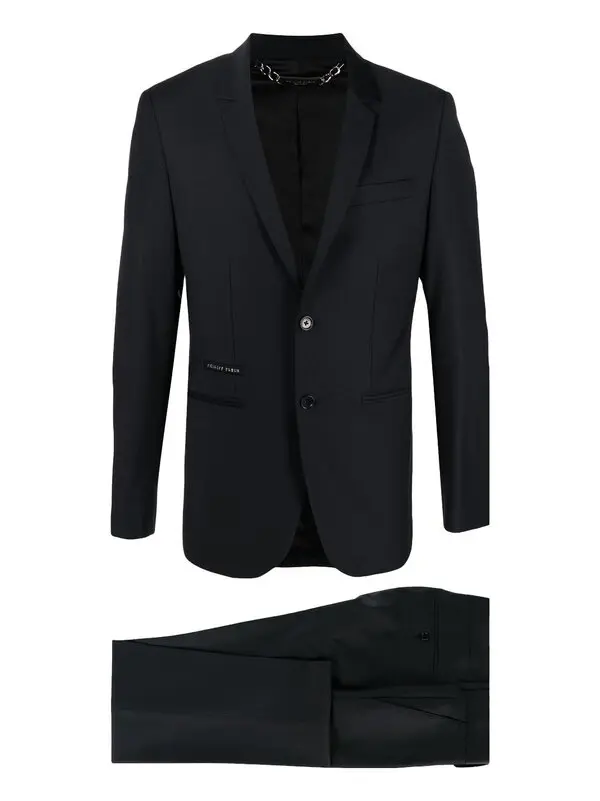 Philipp Plein Logo-detail Single-breasted Suit - Blue