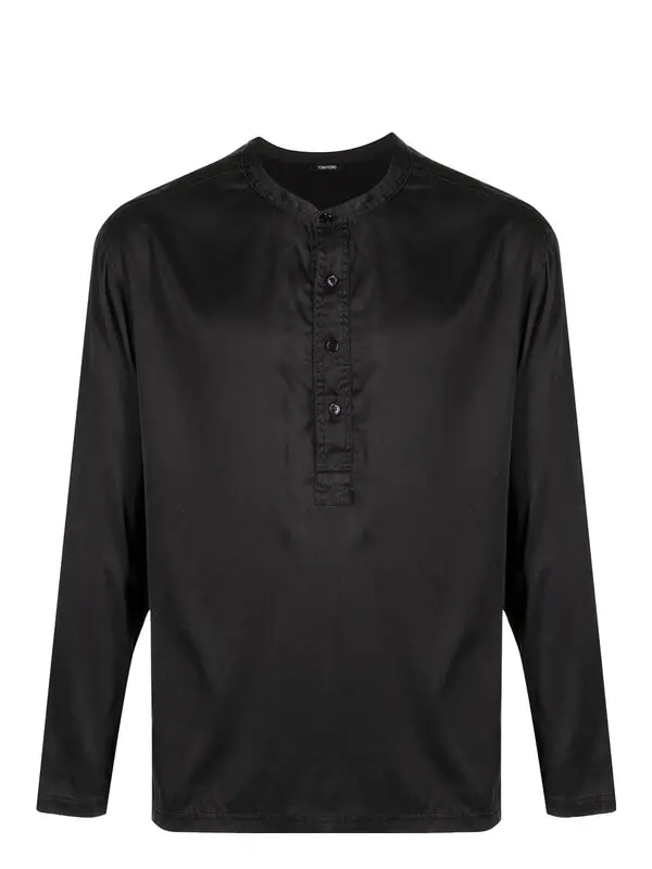 TOM FORD Half-button Silk-blend Shirt - Black