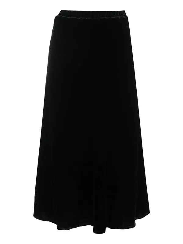 Gold Hawk Velvet Maxi Skirt - Black