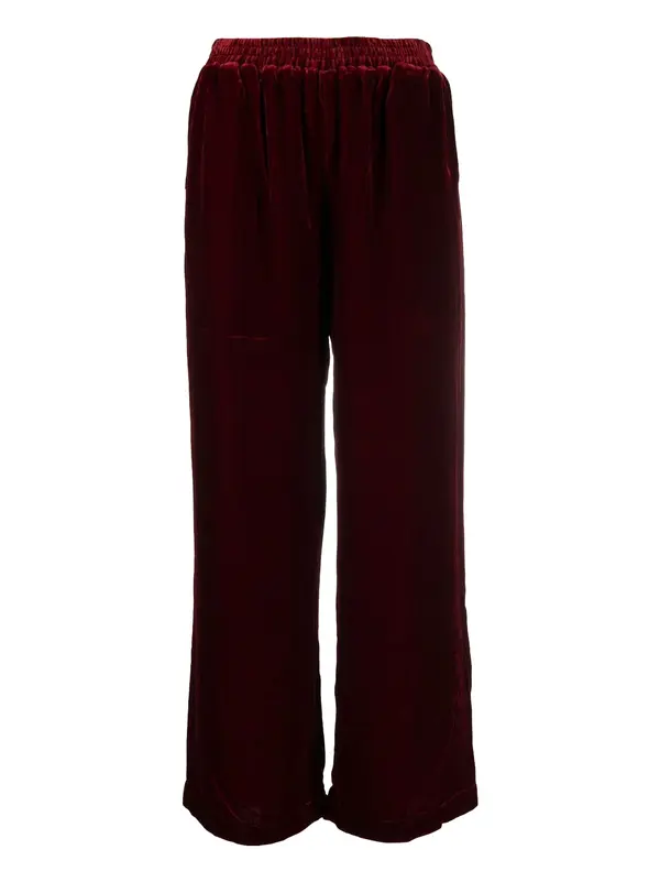 Gold Hawk Velvet Pants - Red
