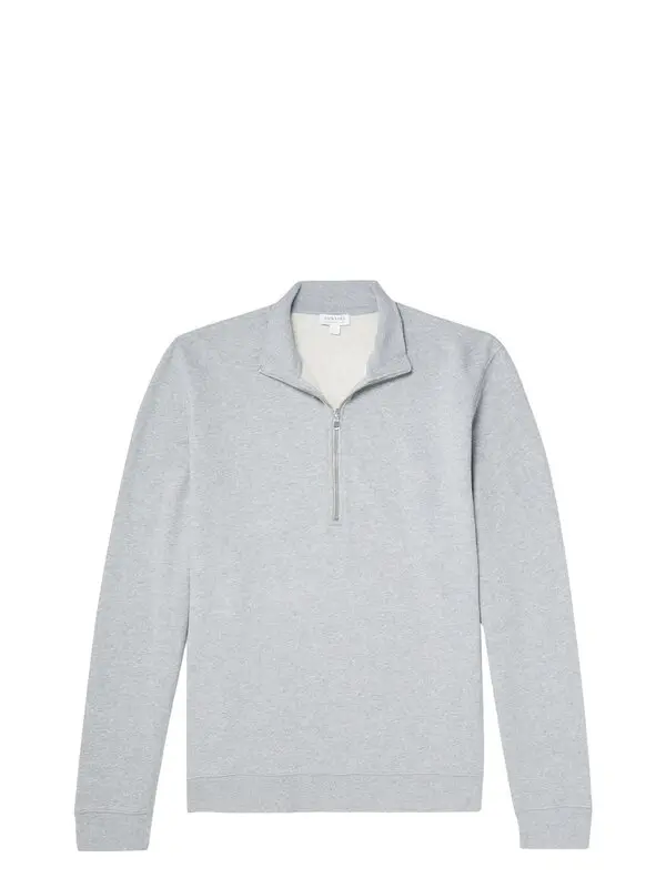 Sunspel Cotton-jersey Half-zip Sweatshirt - Gray