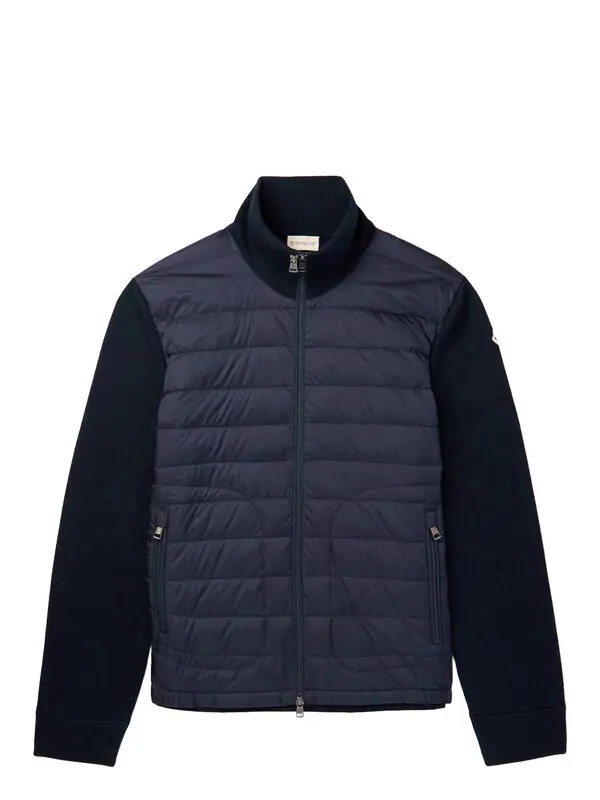 Moncler Slim-fit Panelled Zip-up Cardigan - Blue