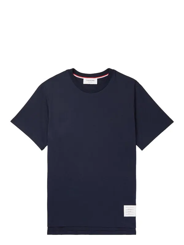 Thom Browne Logo-appliquéd Cotton-jersey T-shirt - Blue