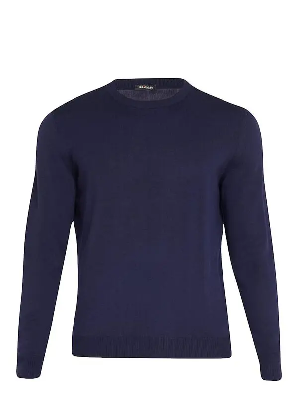 Kiton Wool Crewneck Sweater - Navy