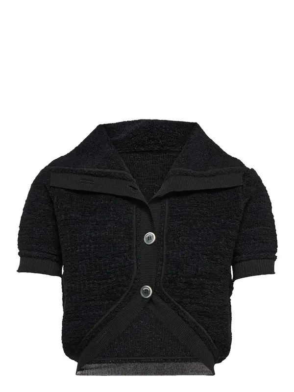Jacquemus Le Cardigan Campana Knit Crop Top - Black