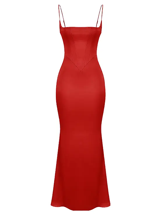 House Of Cb Olivette Corset Maxi Dress - Red Rose