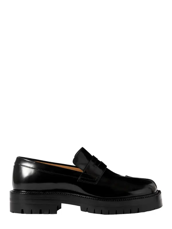 MAISON MARGIELA Tabi Split-toe Glossed-leather Loafers - Black