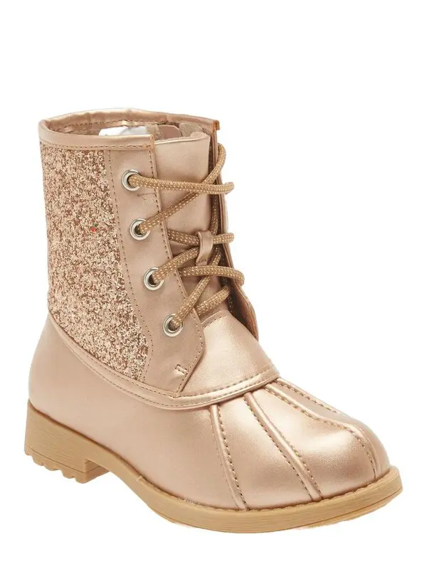 DREAM PAIRS Glitter Duck Boots - Rose/ Gold