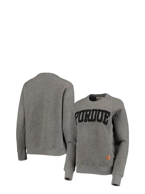 PRESSBOX Heather Charcoal Purdue Boilermakers Moose Quilted Pullover Sweatshirt - Heather Gray