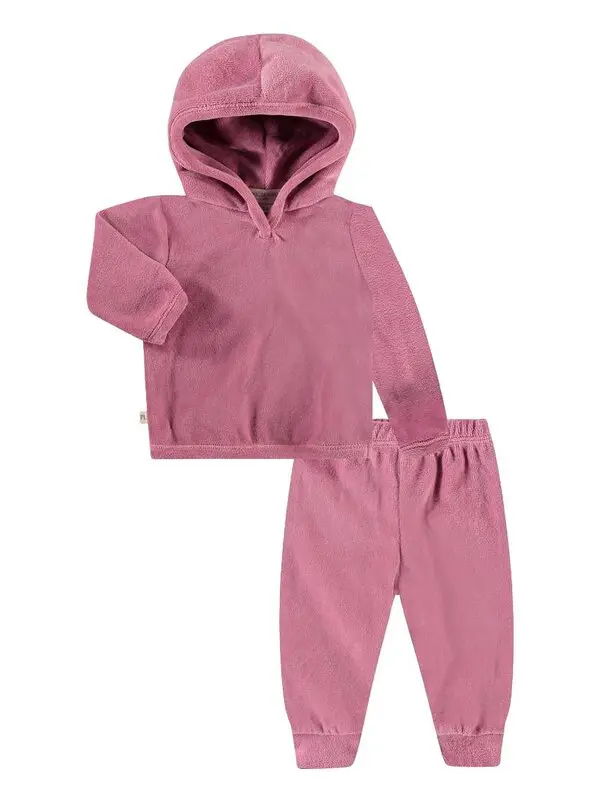 PAIGELAUREN Velour Hoodie And Joggers Set - Light Pink