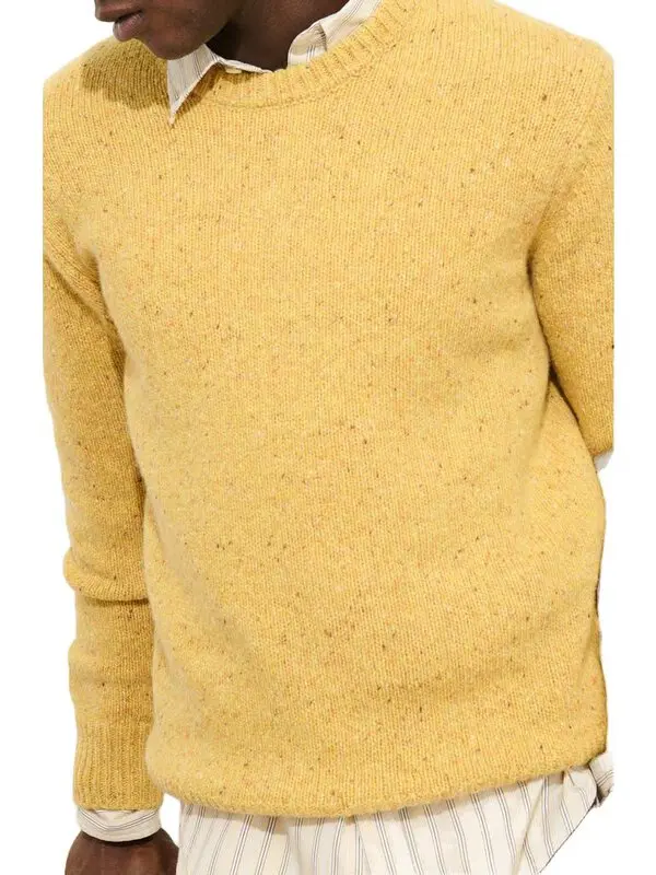 ALEX MILL Donegal Crewneck Merino Wool Blend Sweater - Sunflower