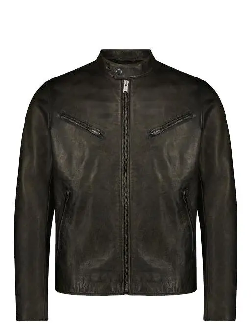 Lucky Brand Bonneville Leather Jacket - Washed Black