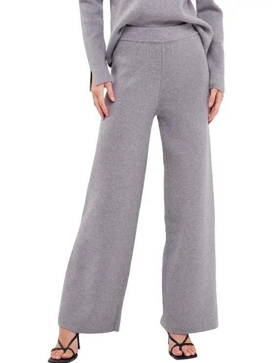 English Factory Wide Leg Knit Pants - Grey