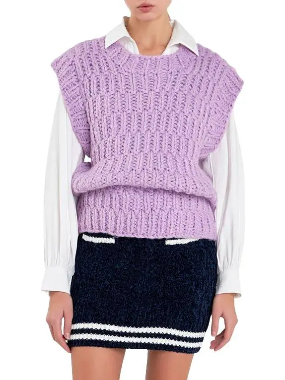 English Factory Chunky Cap Sleeve Sweater - Lilac