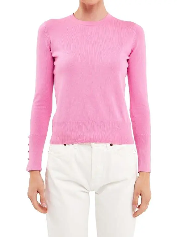 Endless Rose Button Cuff Sweater - Pink