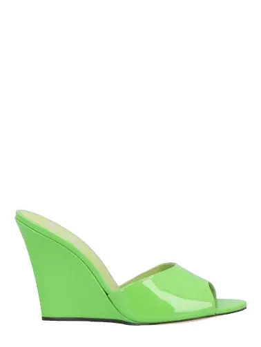 Paris Texas Leather Wedge Slides - Green